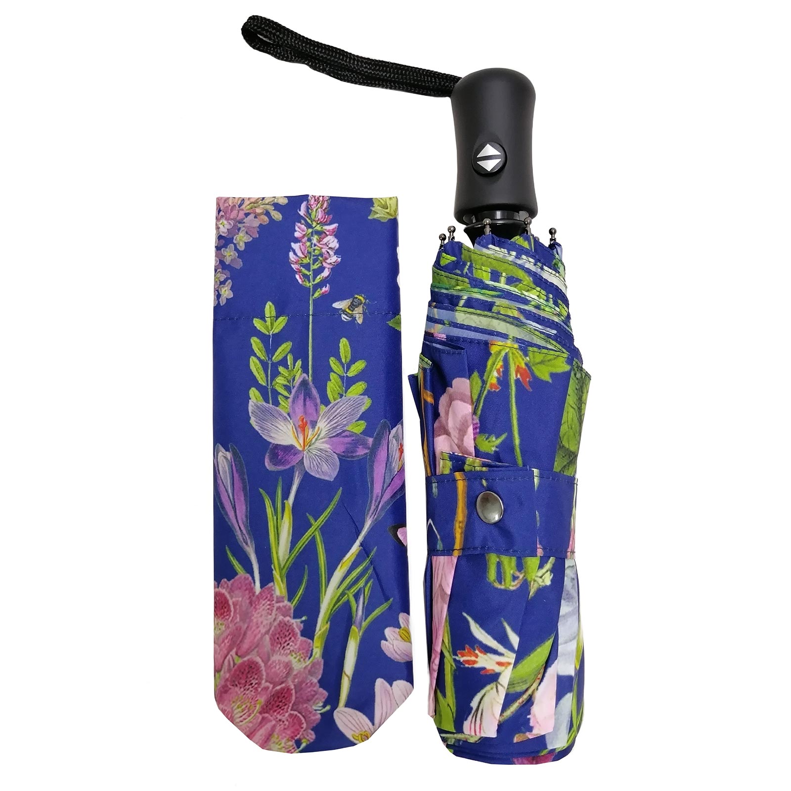 Rosehip Designs Mallow Blue Umbrella | Elegant Floral Auto Open ...