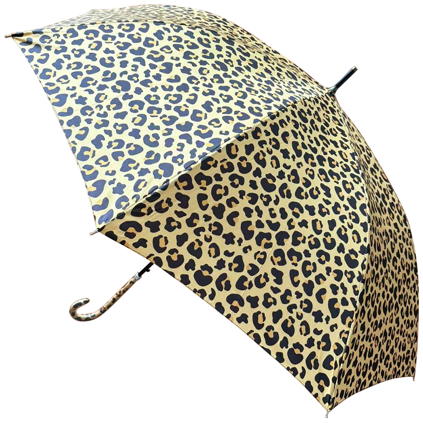 Soake Retro Leopard Print Auto Open Umbrella - Saffron Yellow | Brolliesgalore