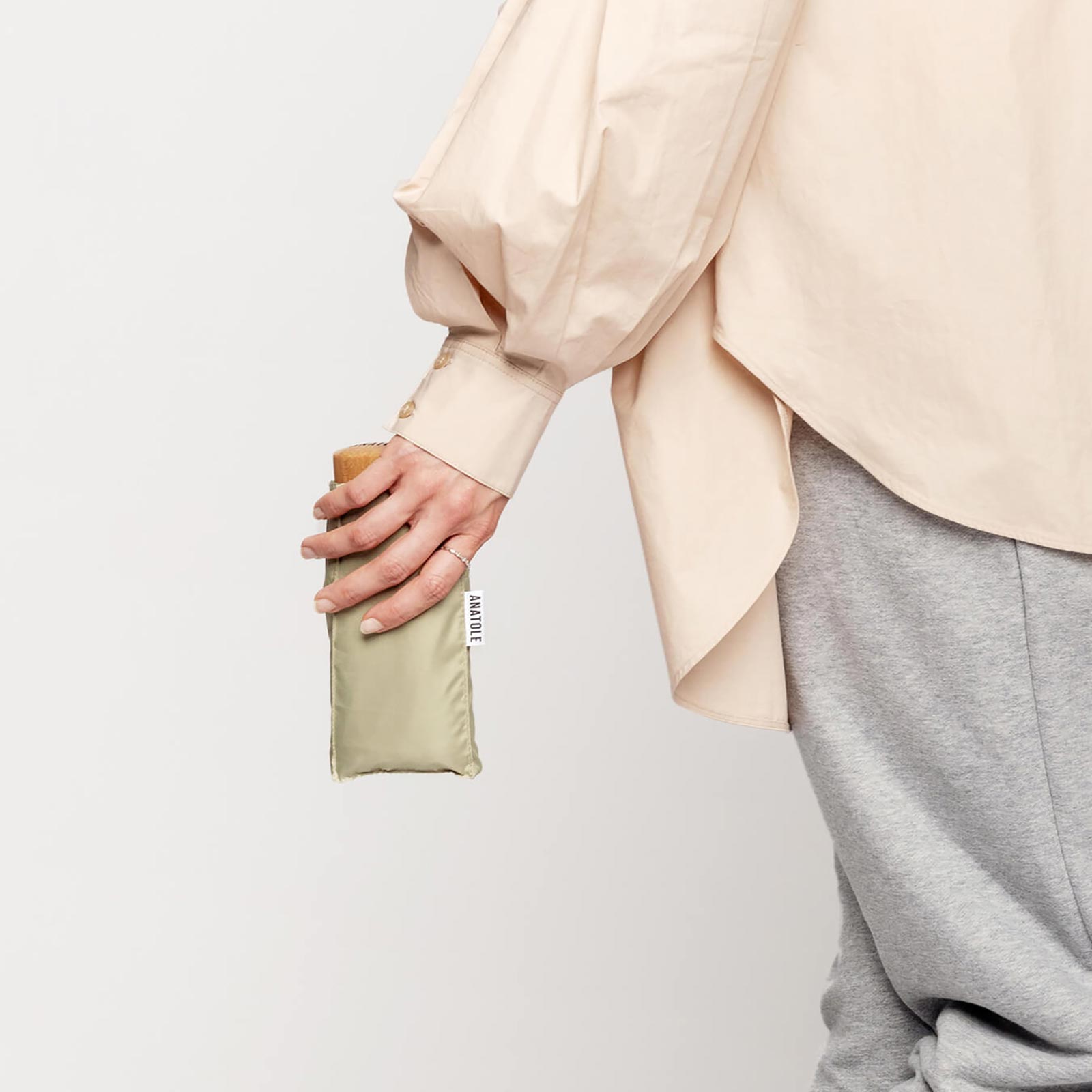 Olive Green Folding Compact Umbrella by Anatole of Paris – ELISE ...