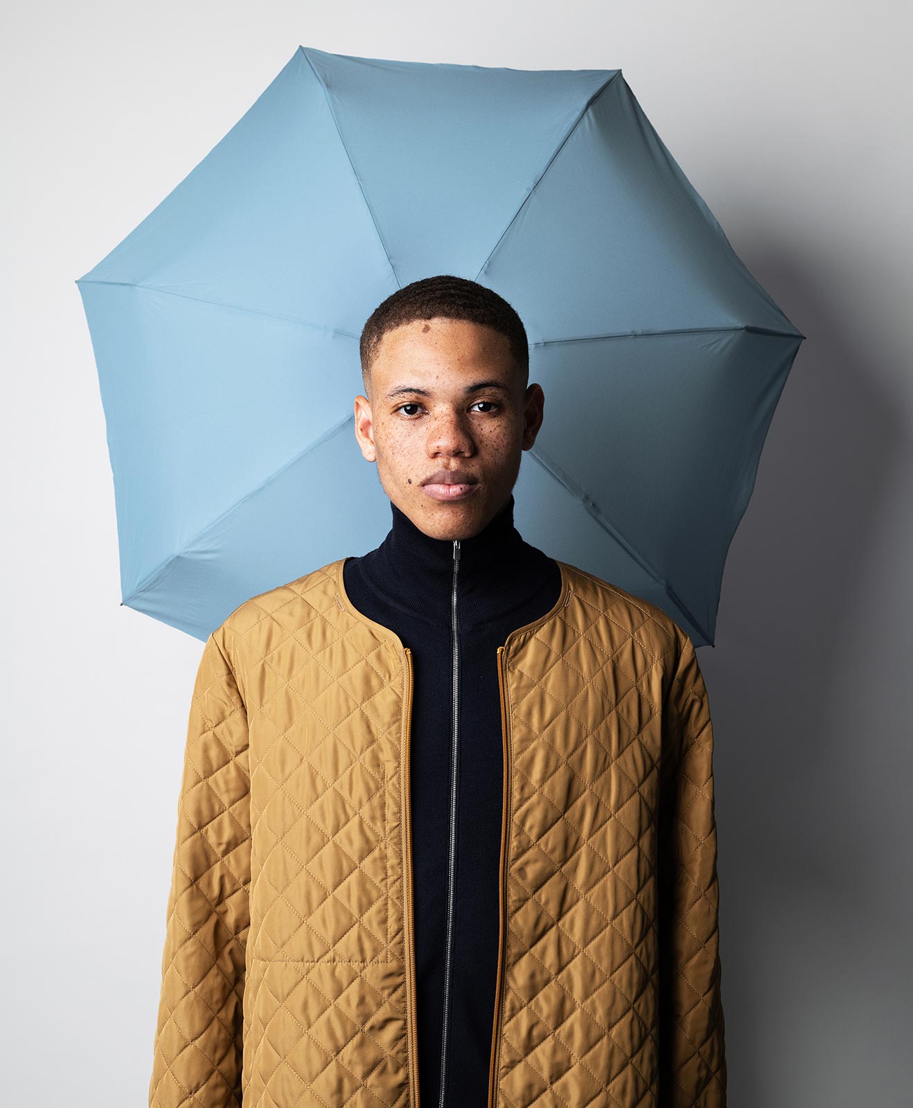 Stone Blue Folding Compact Umbrella by Anatole of Paris – VICTOR ...