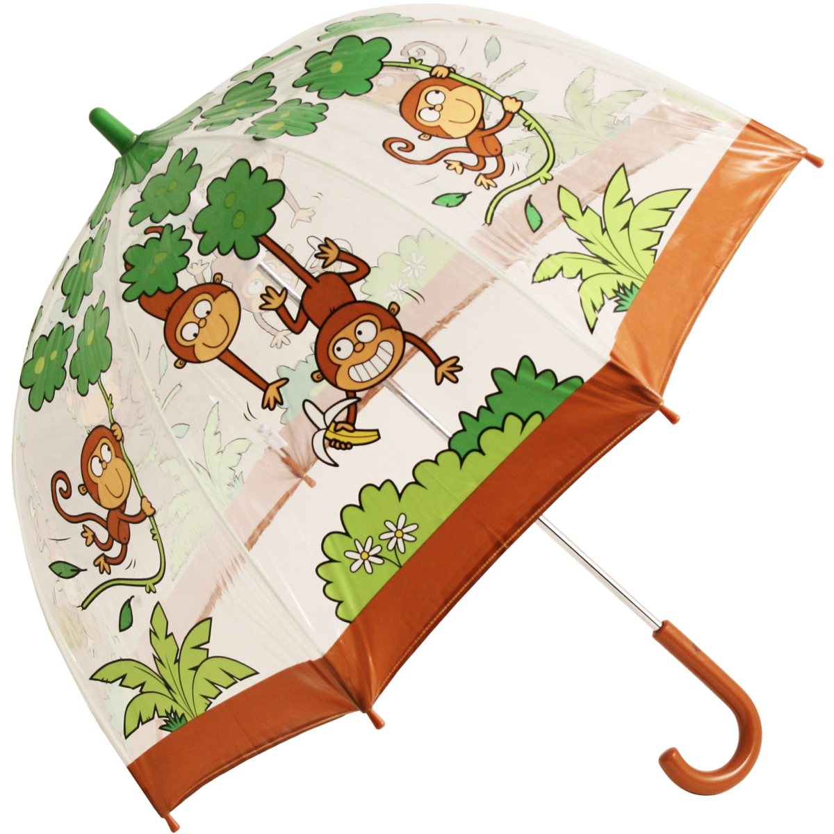 Bugzz PVC Dome Umbrella for Children - Cheeky Monkeys | Brolliesgalore
