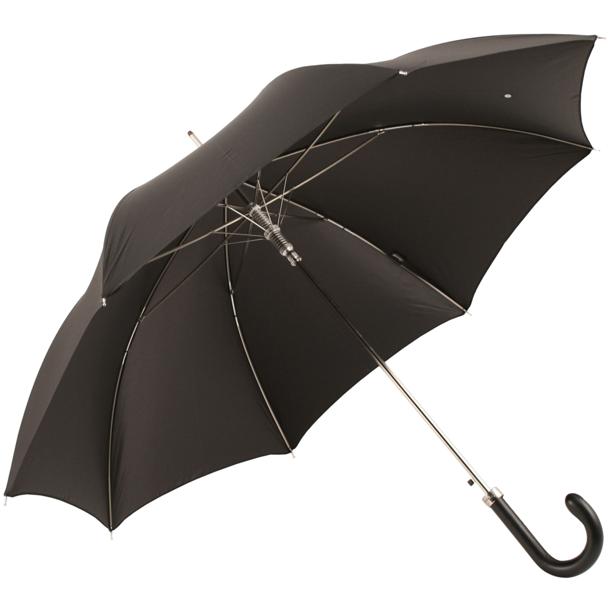 Luxury Gents Black Umbrella with Black Leather Handle by Pasotti ...