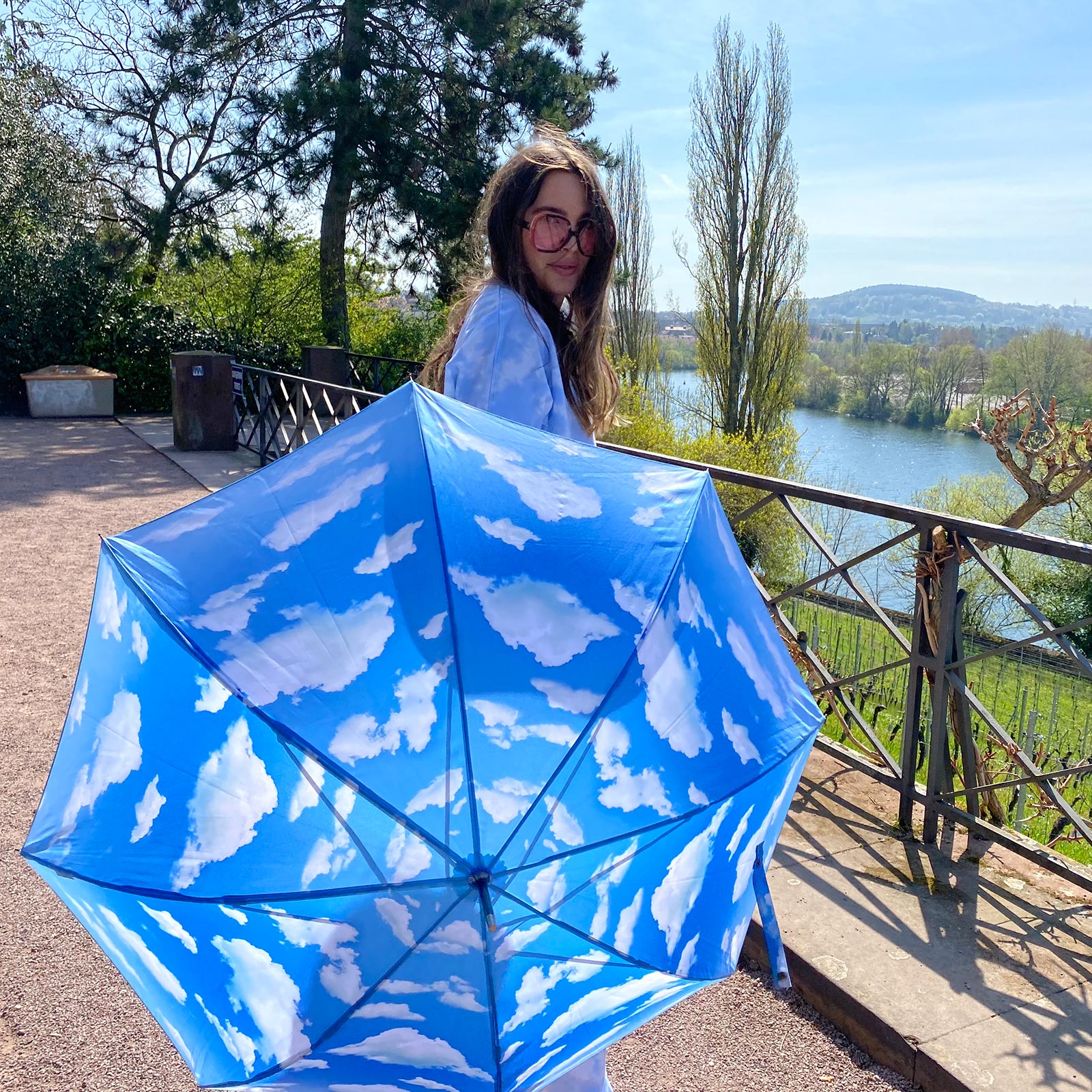 Summer Clouds Walking Length Umbrella | Brolliesgalore