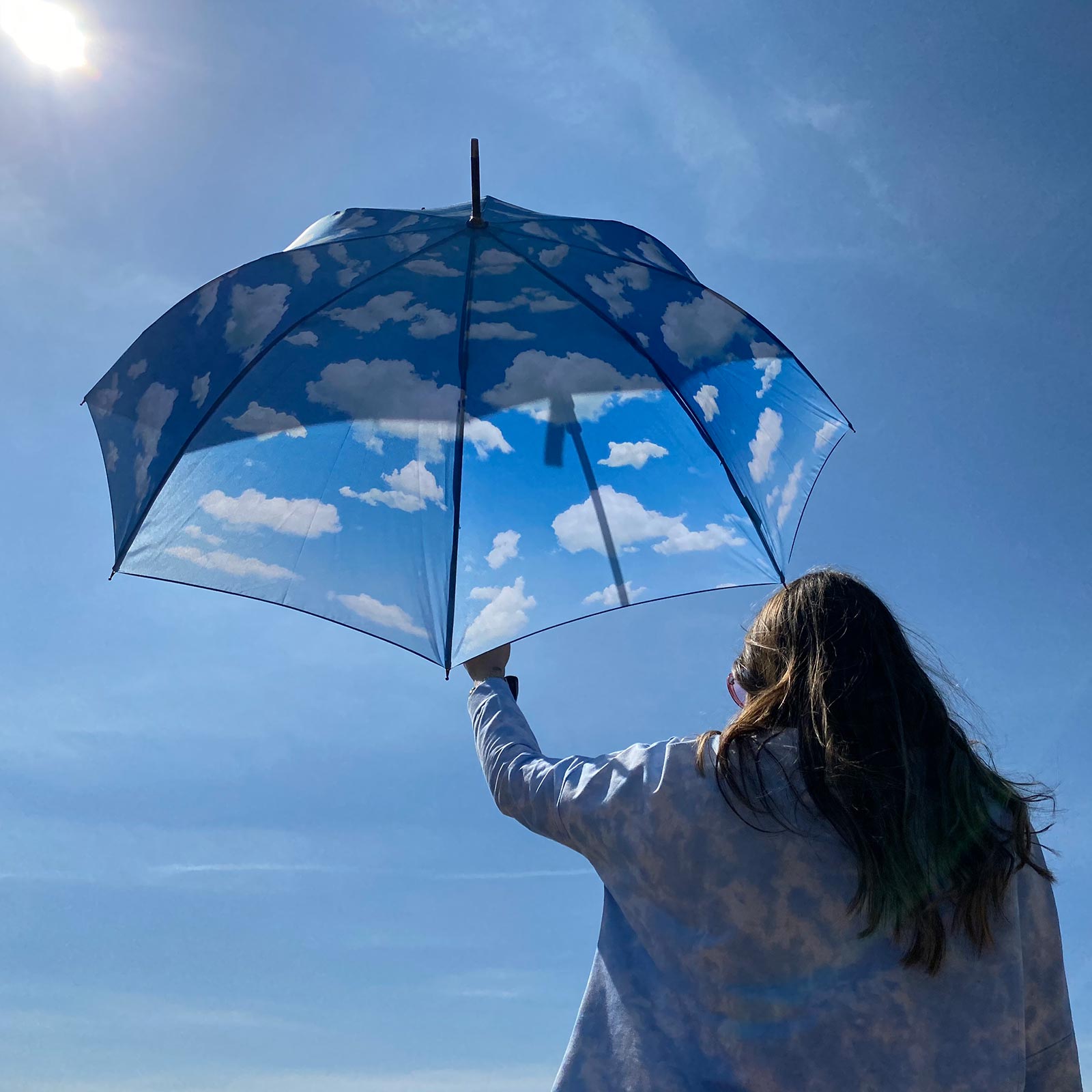 Summer Clouds Walking Length Umbrella | Brolliesgalore