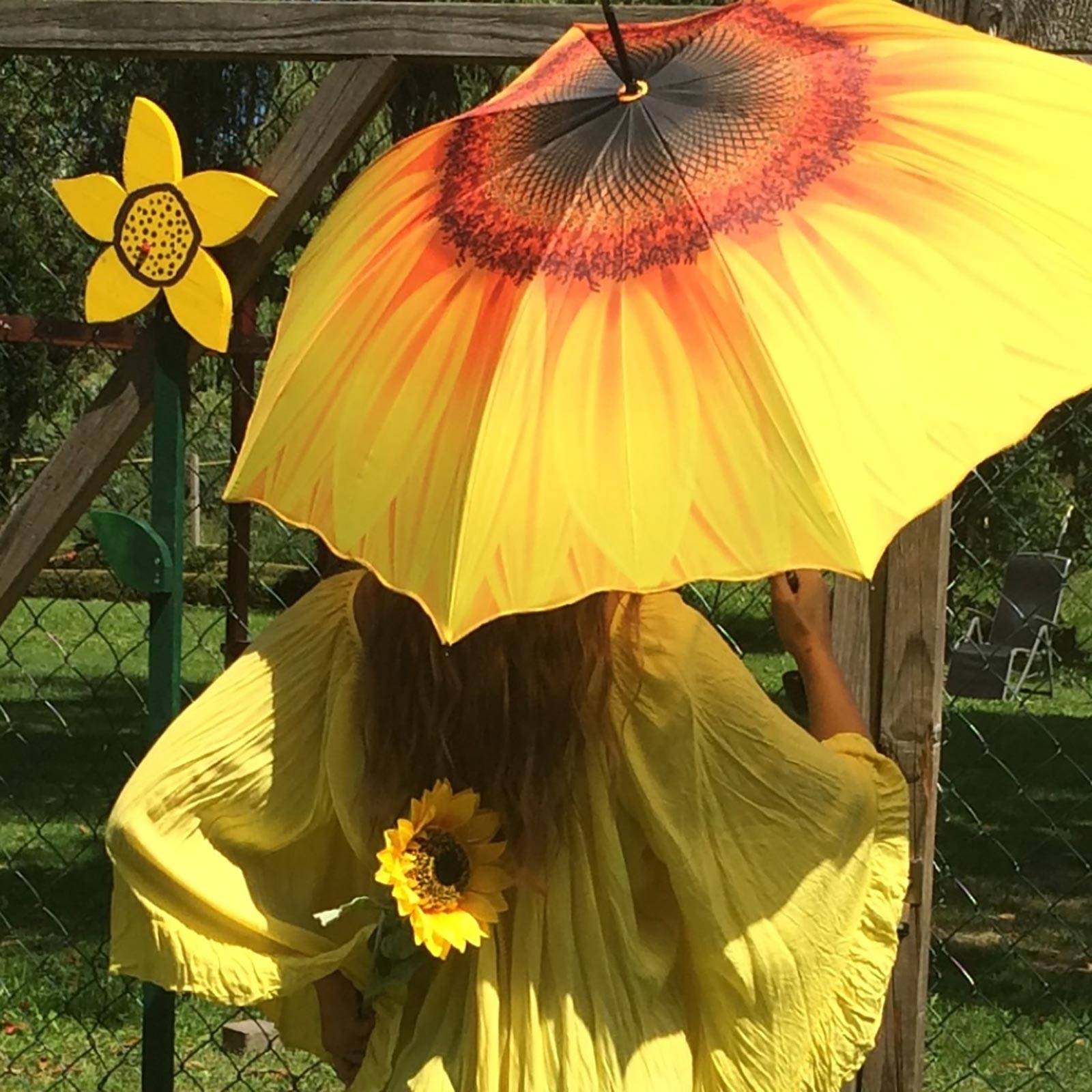 Flower Sunflower Art Print Walking Length Umbrella | Brolliesgalore