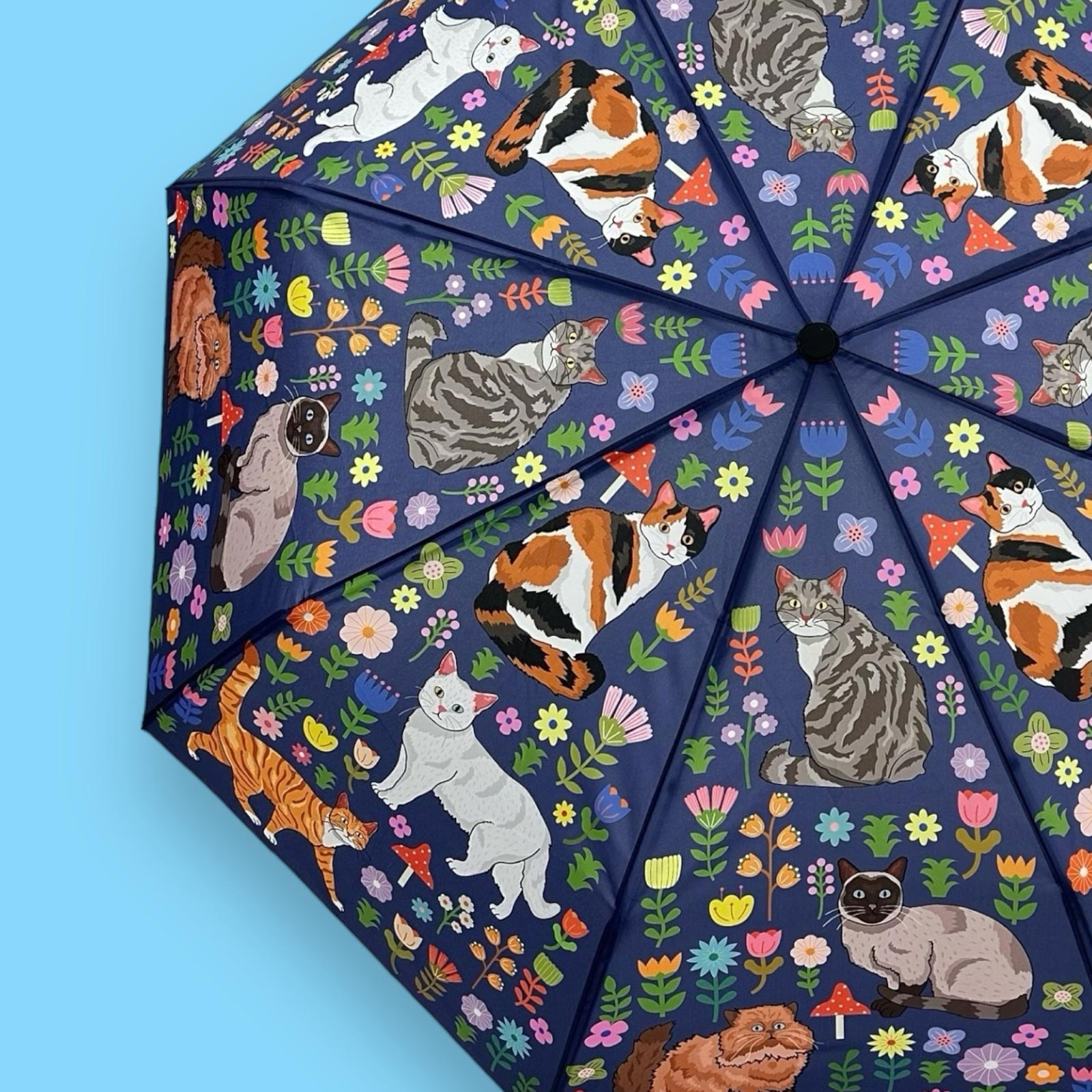 Spring Kitty Cat Folding Umbrella – Auto Open & Close | Naked Décor ...