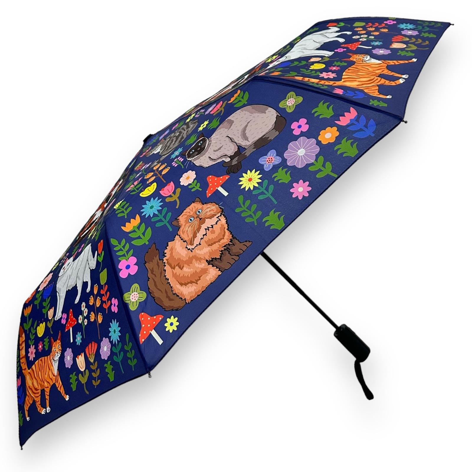 Spring Kitty Cat Folding Umbrella – Auto Open & Close | Naked Décor ...