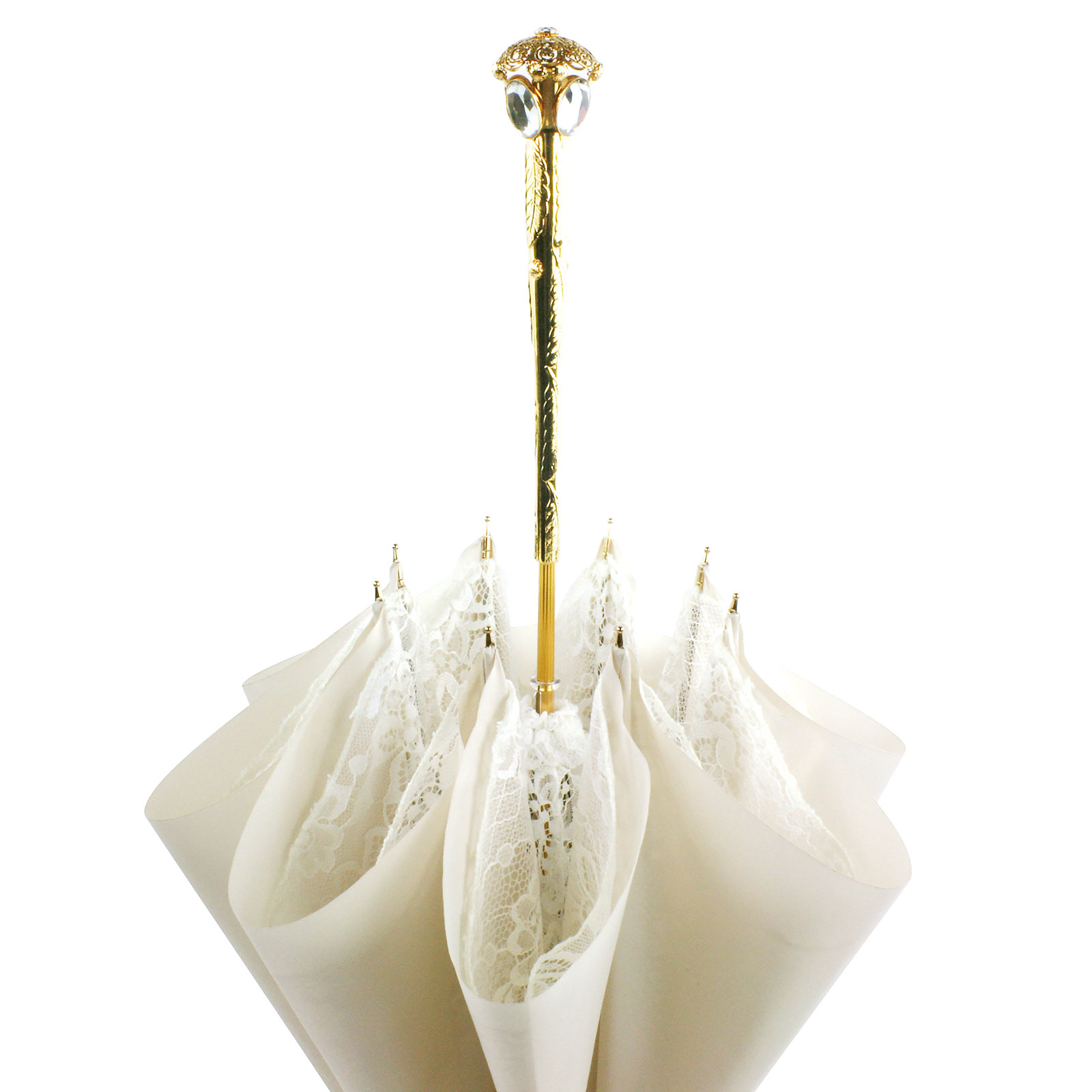 Elegance Ecru Wedding Parasol with Ivory Lace By Pasotti | Brolliesgalore