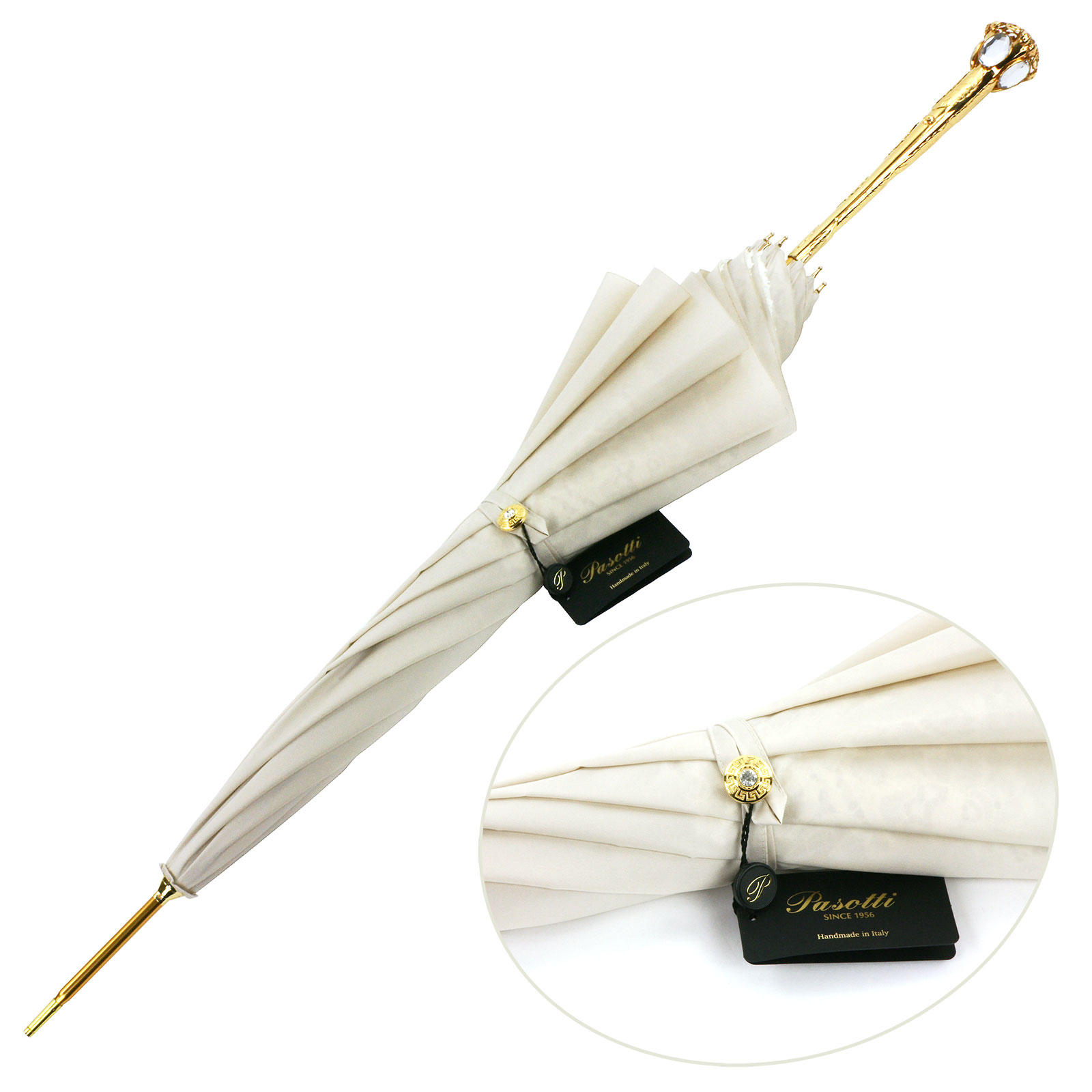 Elegance Ecru Wedding Parasol with Ivory Lace By Pasotti | Brolliesgalore
