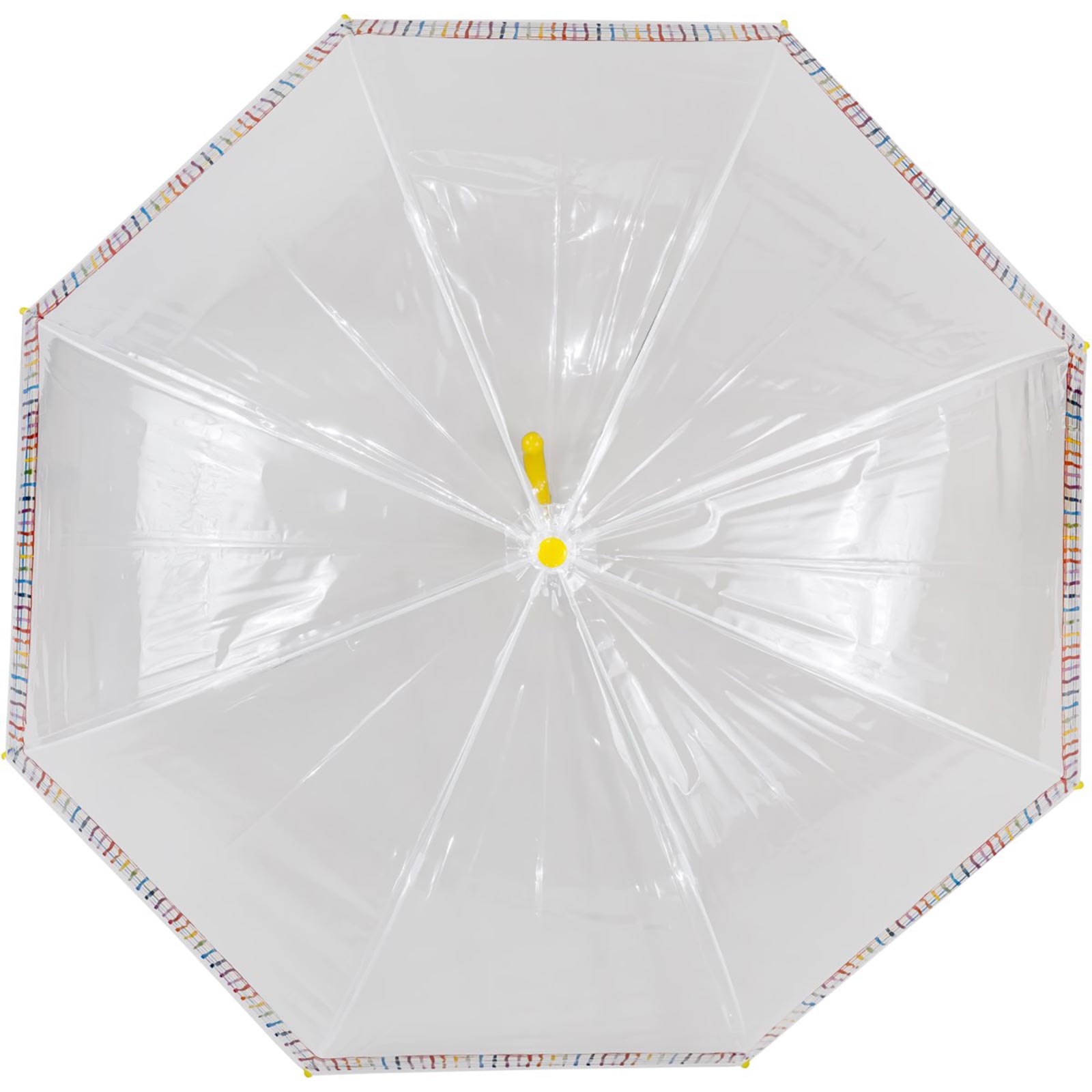 Susino Clear Dome Umbrella - Rainbow Check Border | Brolliesgalore